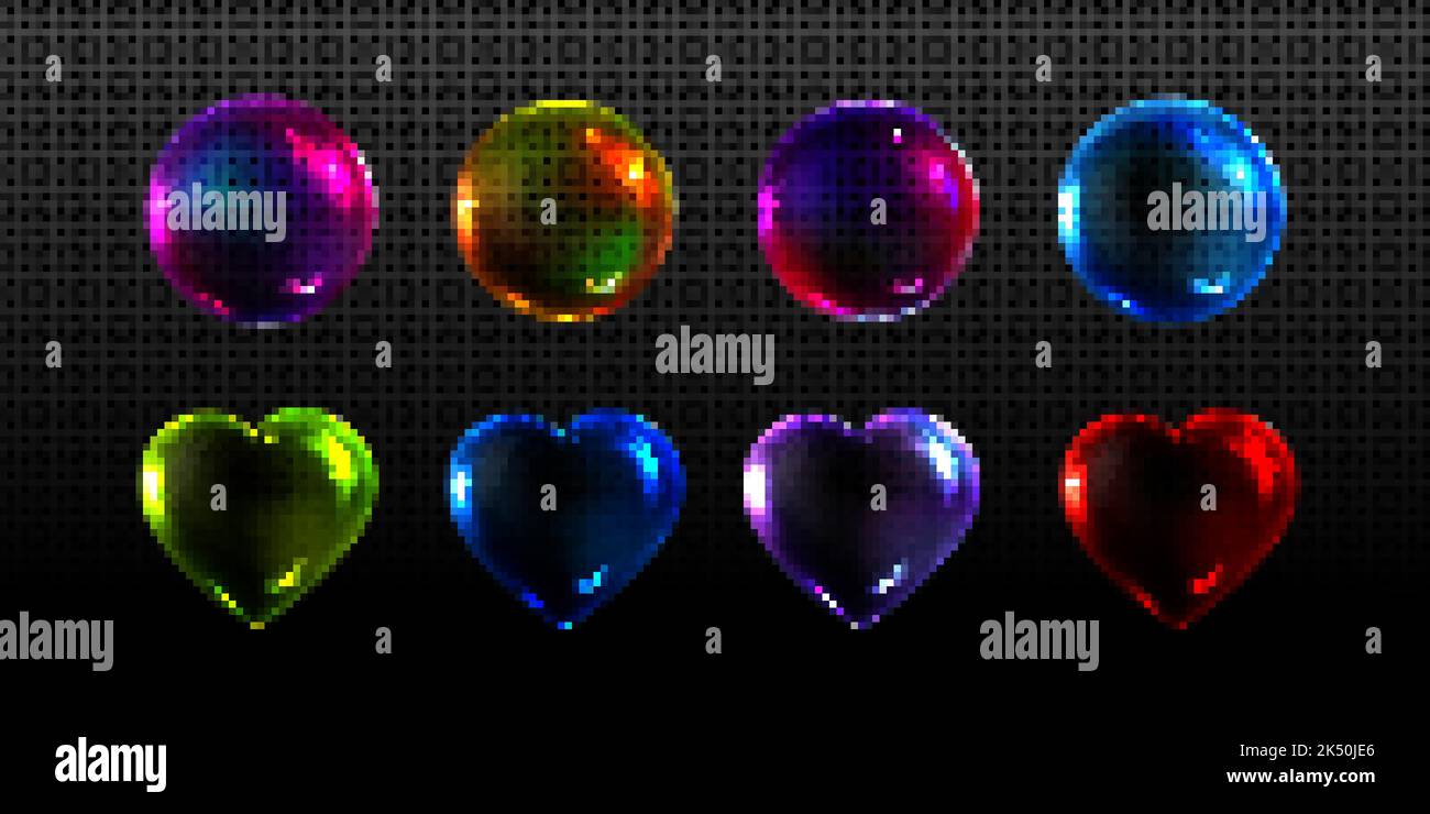 Clear soap bubbles with neon light reflections. Abstract 3d glass balls ...