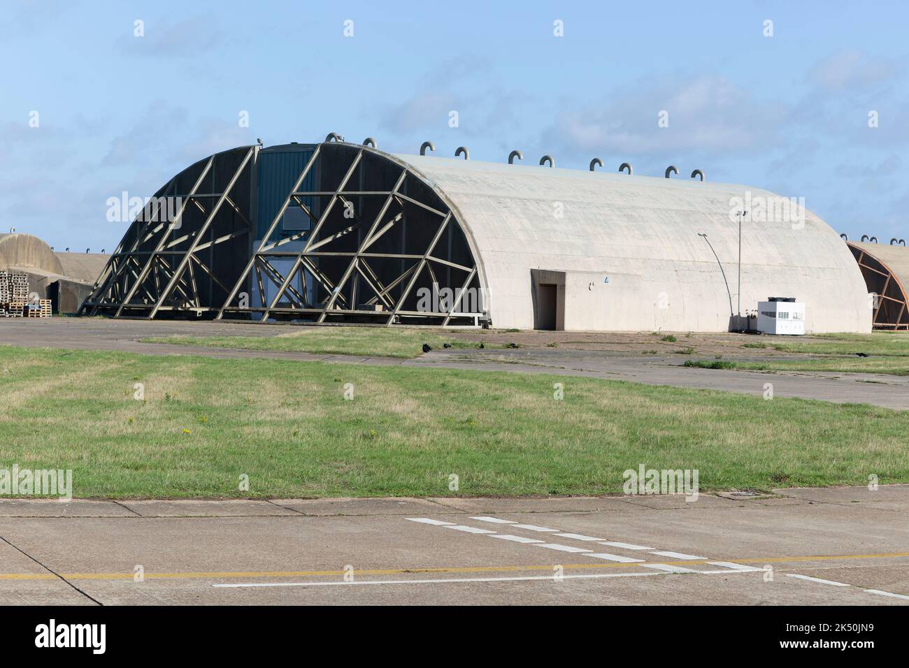 Aircraft hangar for jet fighter military planes, former USAF base ...