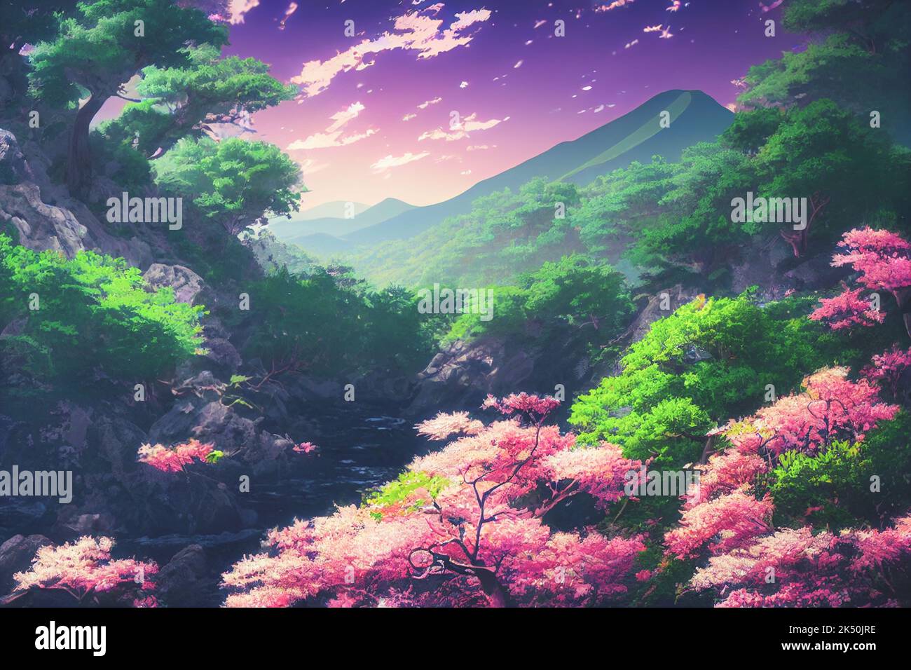 Japanese Anime Art Trees