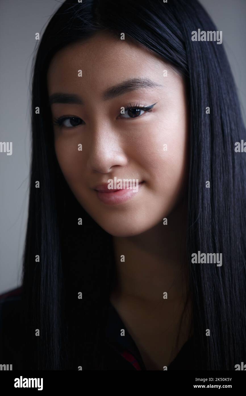 Portrait of beautiful Vietnamese girl. Headshot of cute Asian female ...