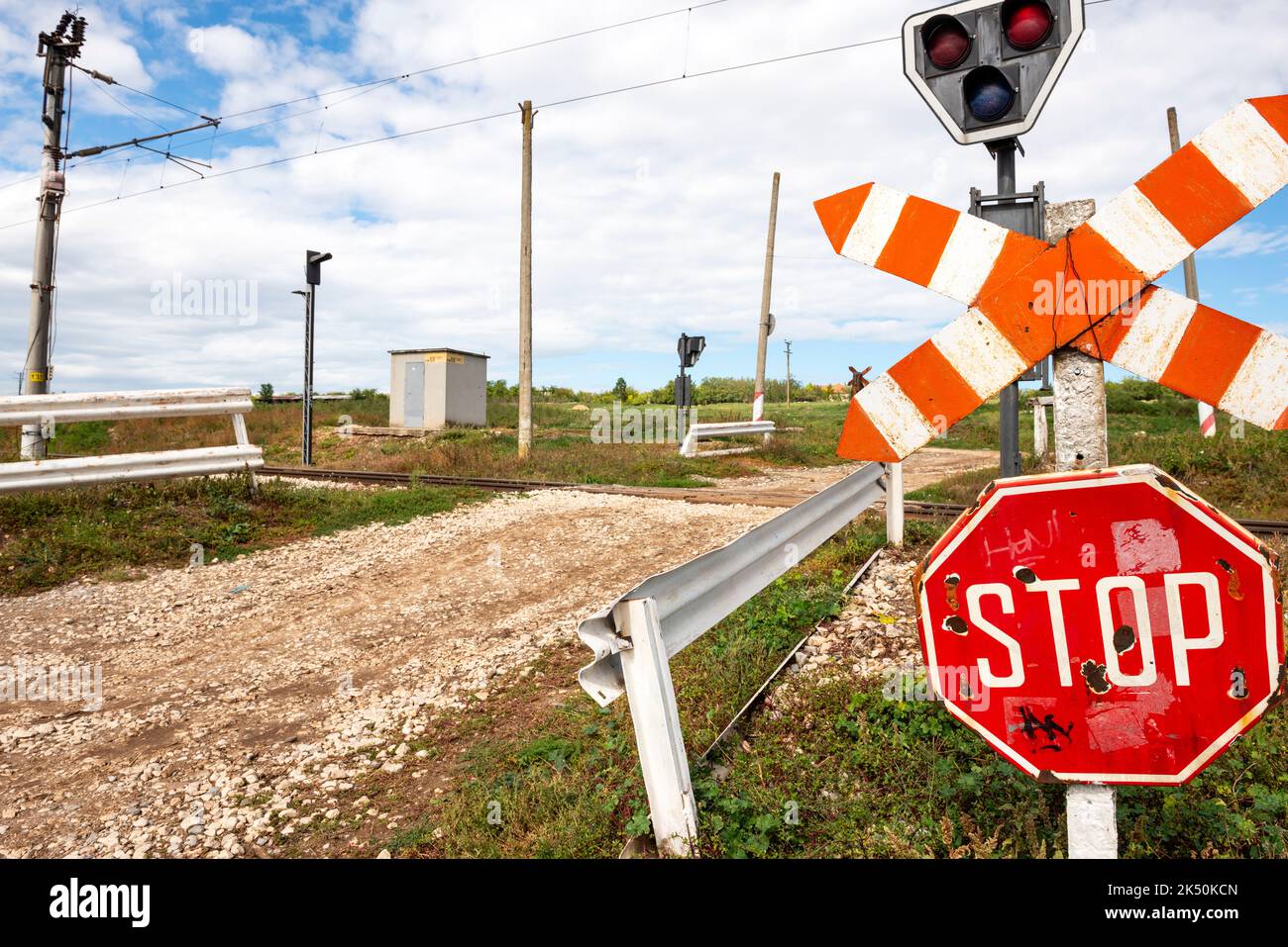 Railway Bulgaria Rural railroad crossing in Bulgaria, Southeastern ...