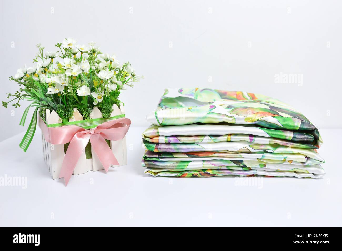 Cotton T-Shirt clothes colorful mock up template on grunge white ...