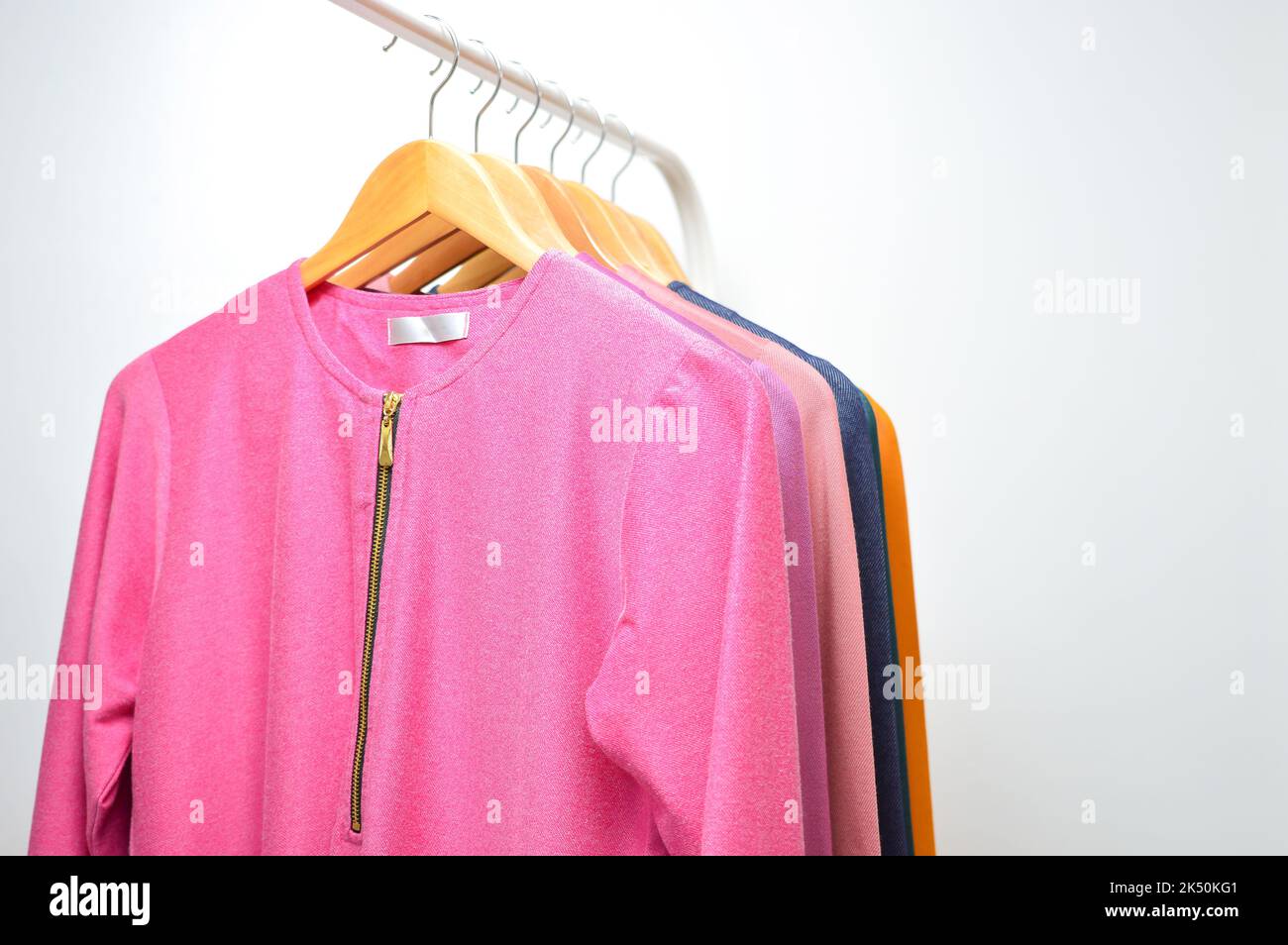 Colourful cloth for sale at the market isolated with white background ...