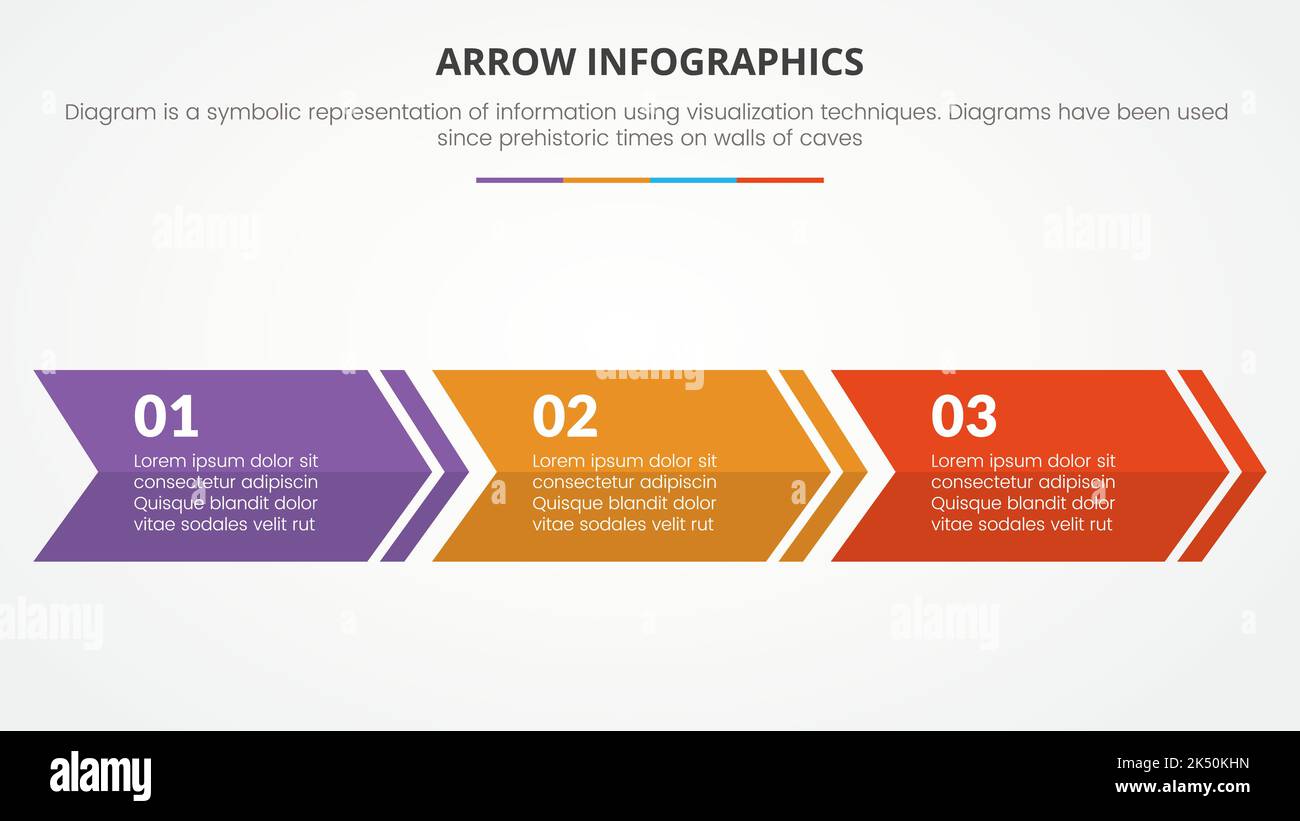 arrow style infographic slide presentation template with modern flat style color with 3 arrow ...
