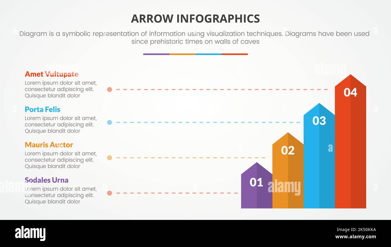 arrow style infographic slide presentation template with modern flat ...
