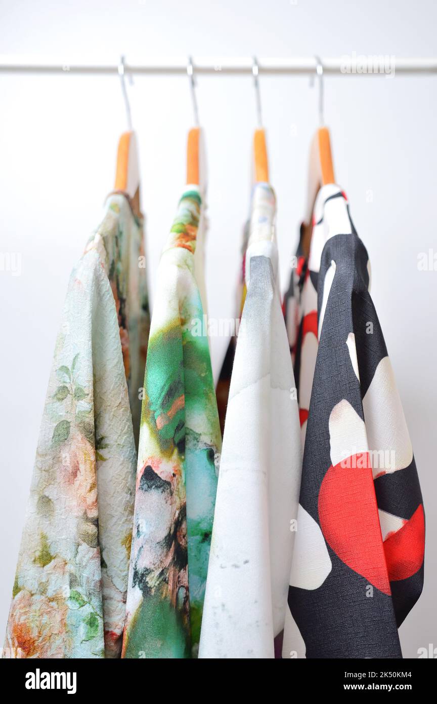 Colorful clothes hanging on clothesline Stock Photo - Alamy