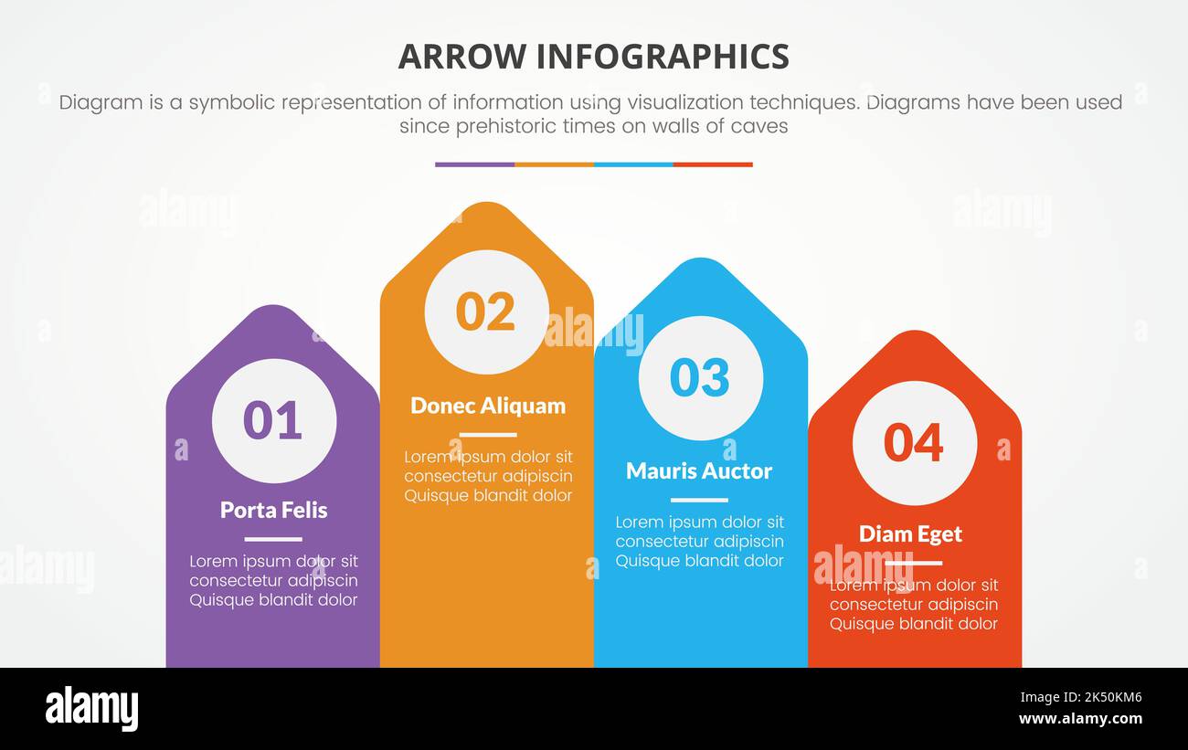arrow style infographic slide presentation template with modern flat ...