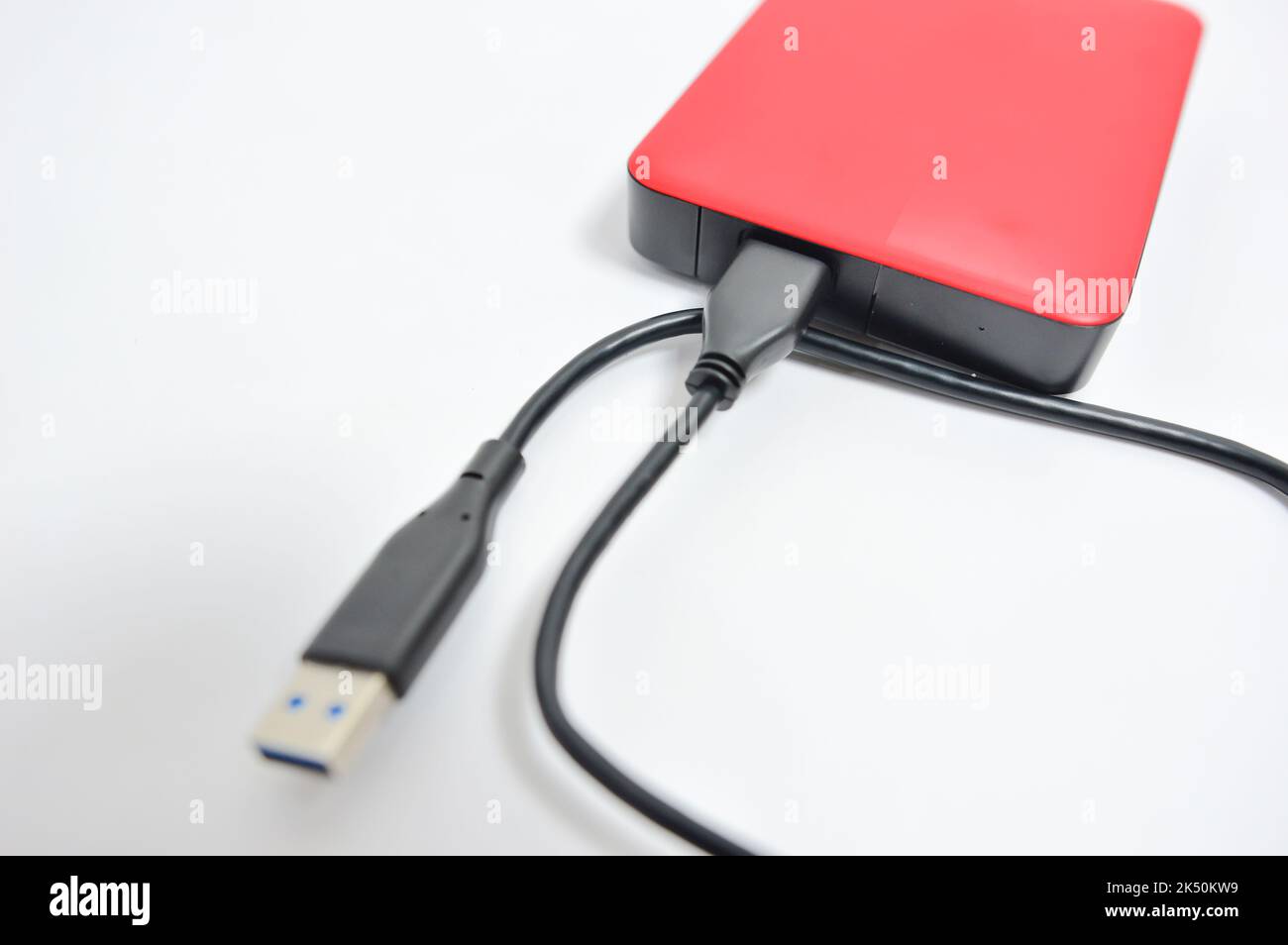 Isolated external hard drive or hard disk or HDD on white background ...