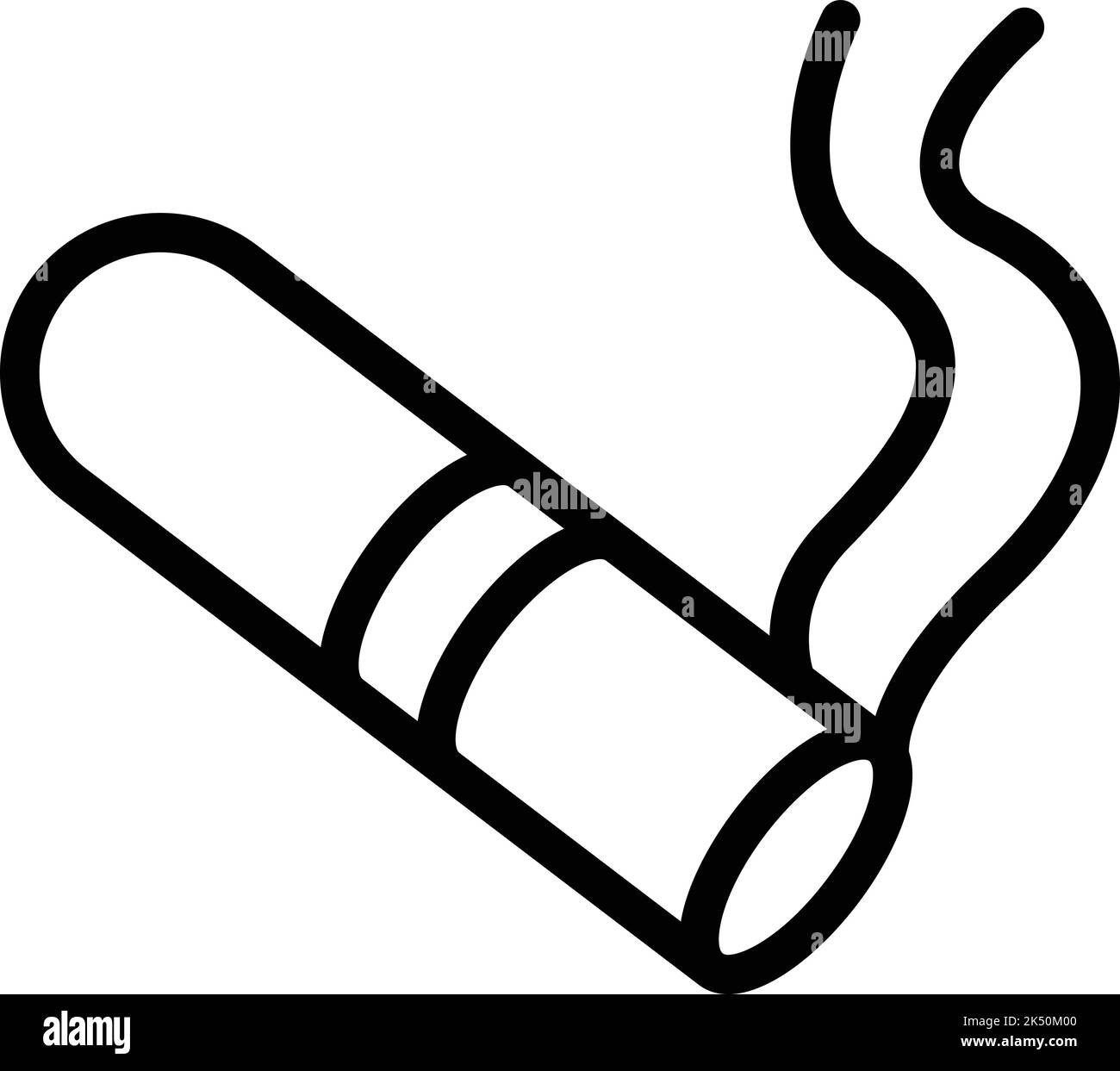 Burning cigar icon outline vector. Cigarette tobacco. Smoke filter ...