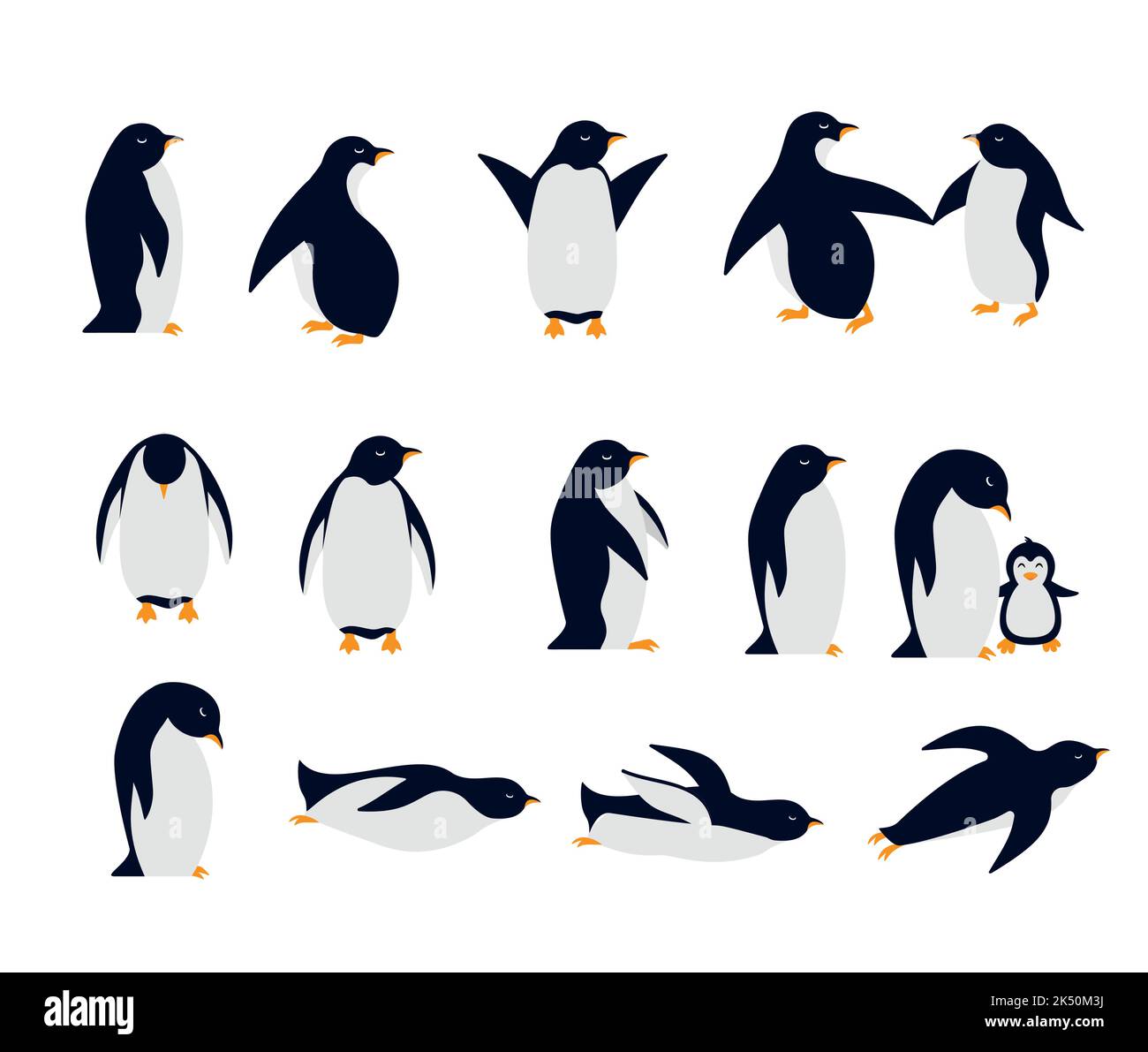 Set of happy penguins in different poses Stock Vector Image & Art - Alamy