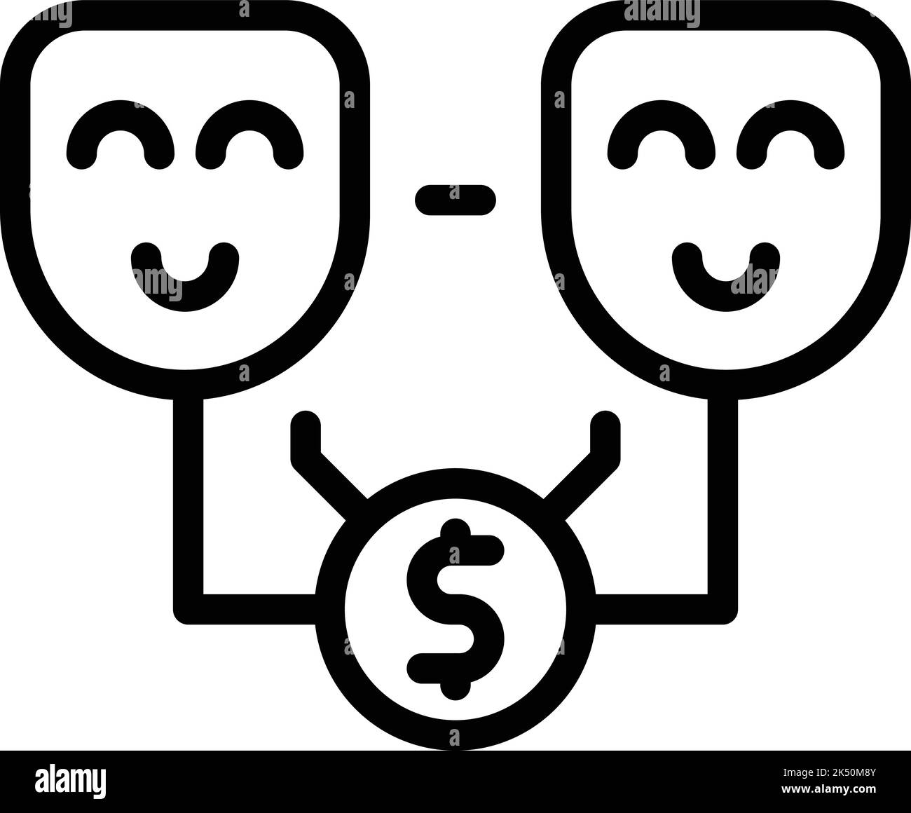 Positive money emotion icon outline vector. Work free. Dream coin Stock ...