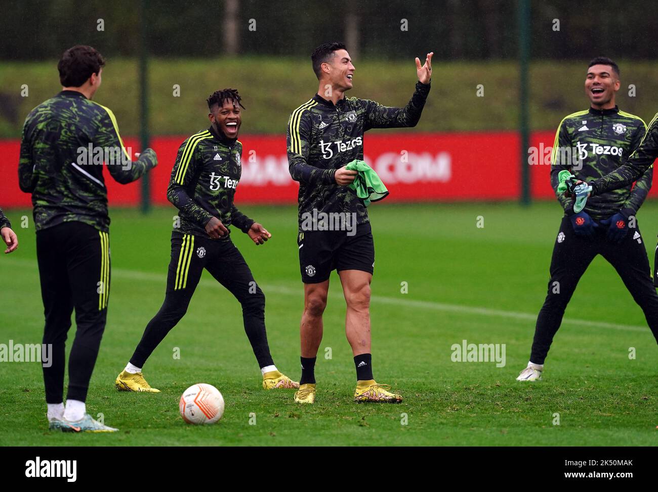 Manchester United's Cristiano Ronaldo (centre) during a training ...