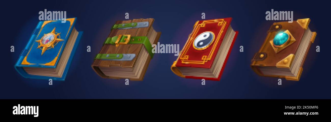 Old mystic books of magic spells, astrology and alchemy. Ancient ...