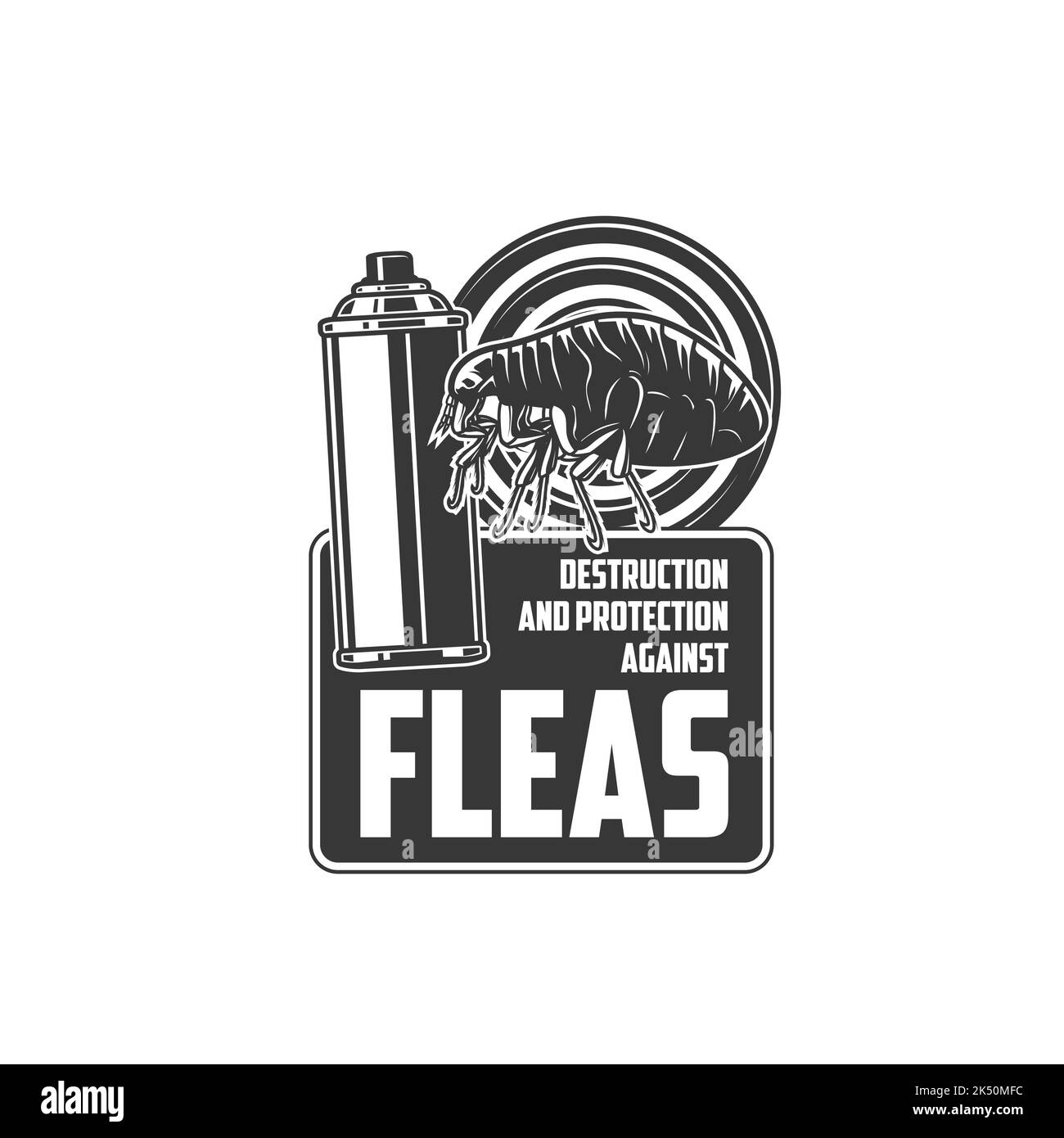 Flea control icon, insects extermination and pest control service ...