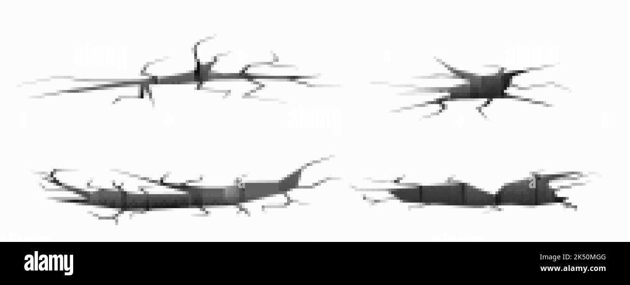 Ground cracks, earthquake cracking holes, ruined land surface crushed ...