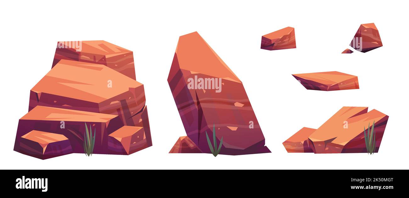 Set of cartoon stones isolated on white background. Vector illustration ...