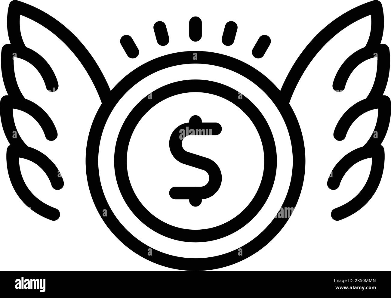 Money fly coin icon outline vector. Freedom work. Rich school Stock ...