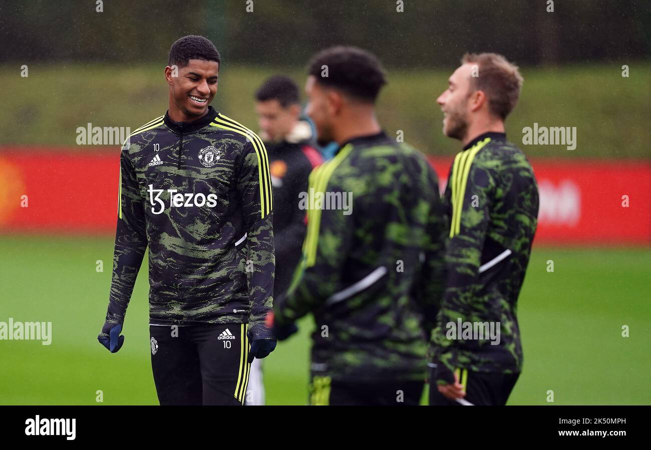 Manchester United's Marcus Rashford during a training session at the ...