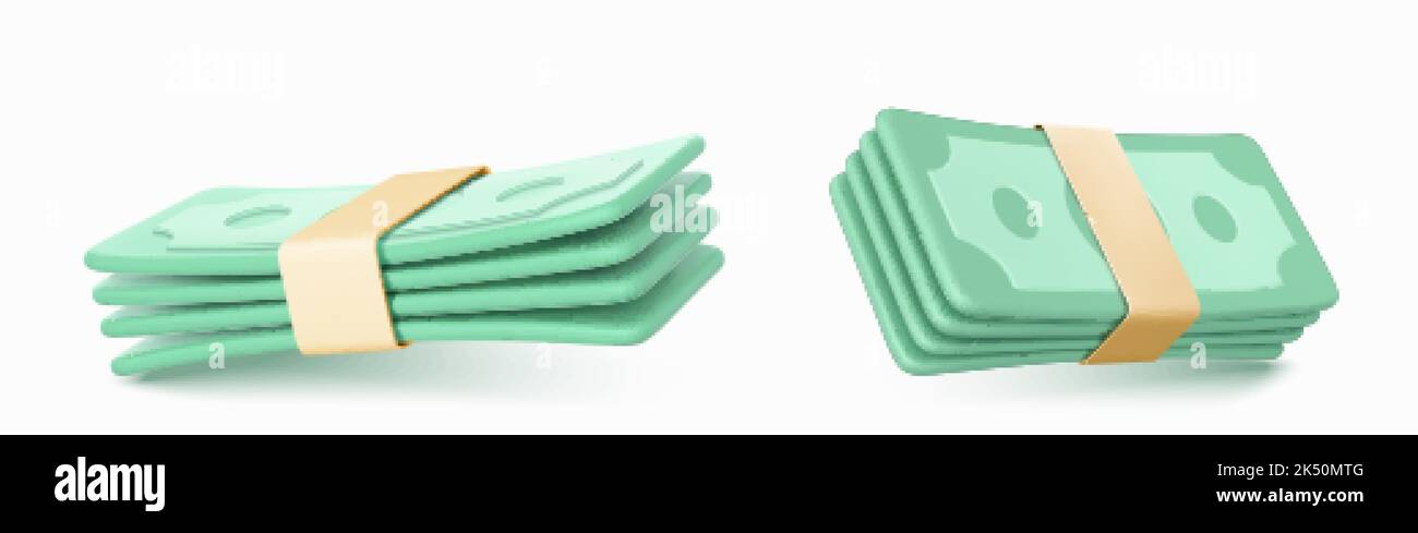 Paper money cash, bundles of dollar banknotes isolated on white ...