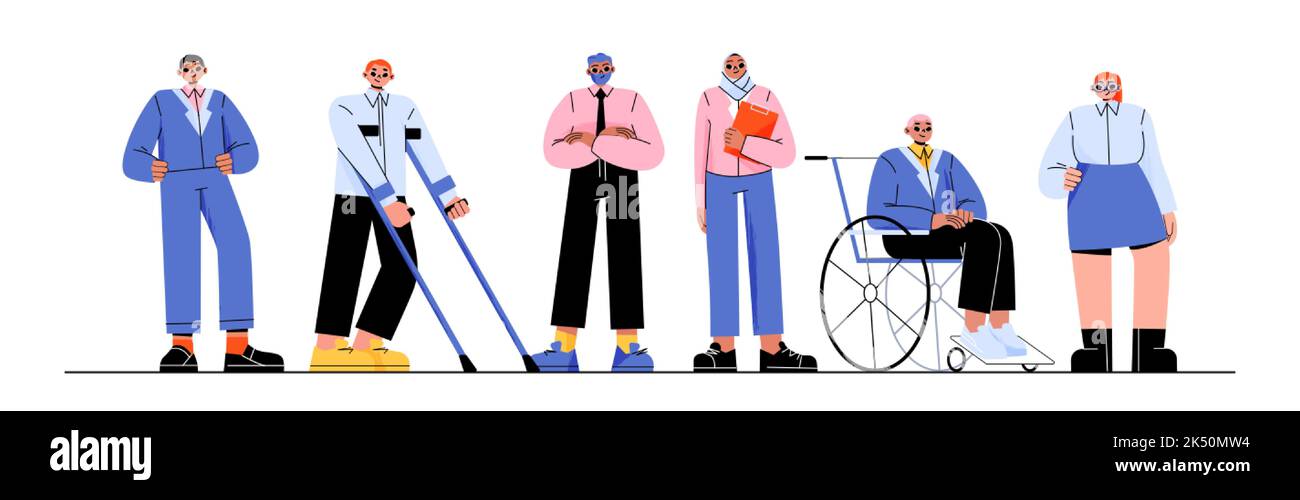 Multinational diverse business team characters smiling isolated on ...