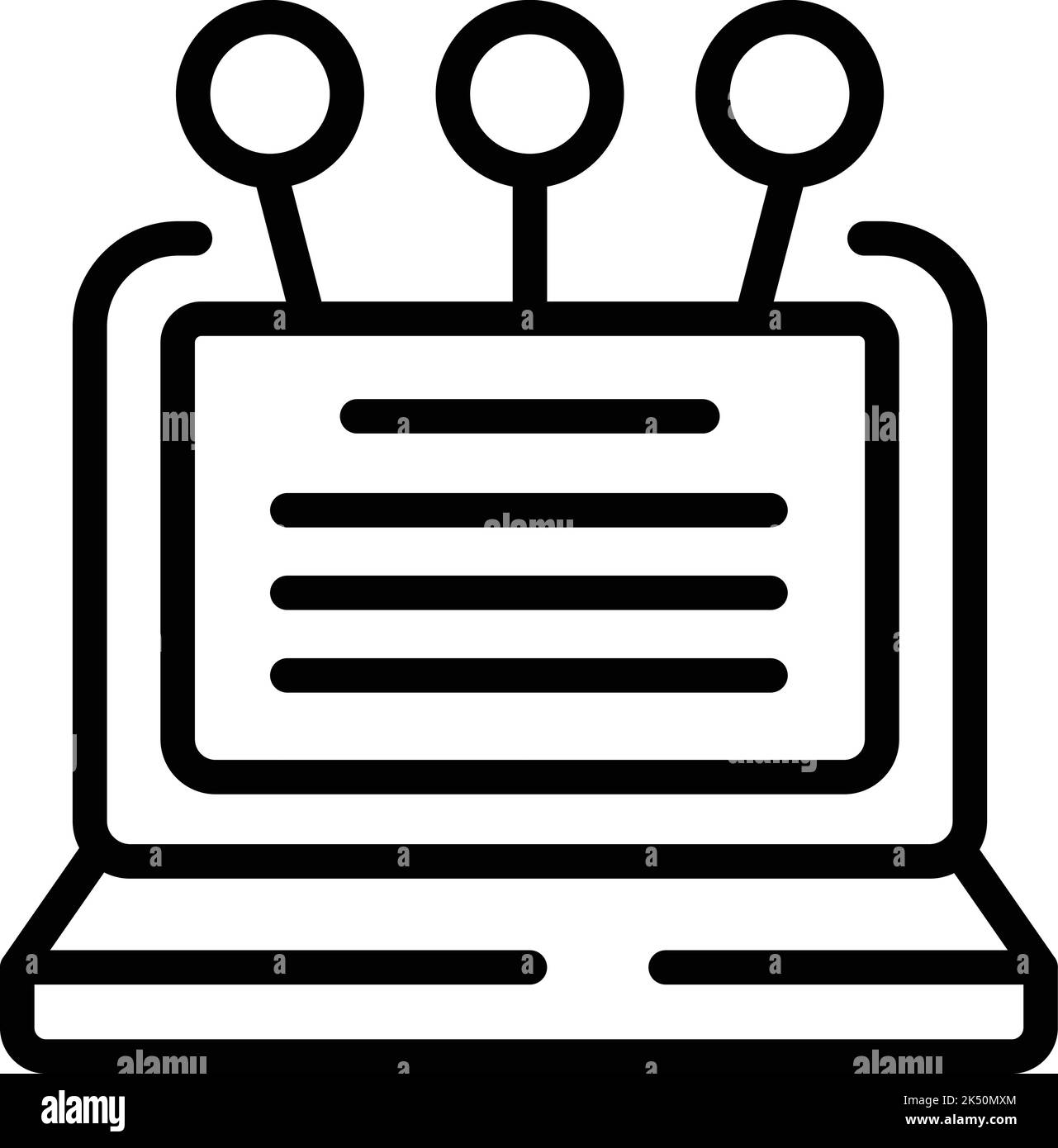 Laptop productivity icon outline vector. Work time. Business team Stock ...