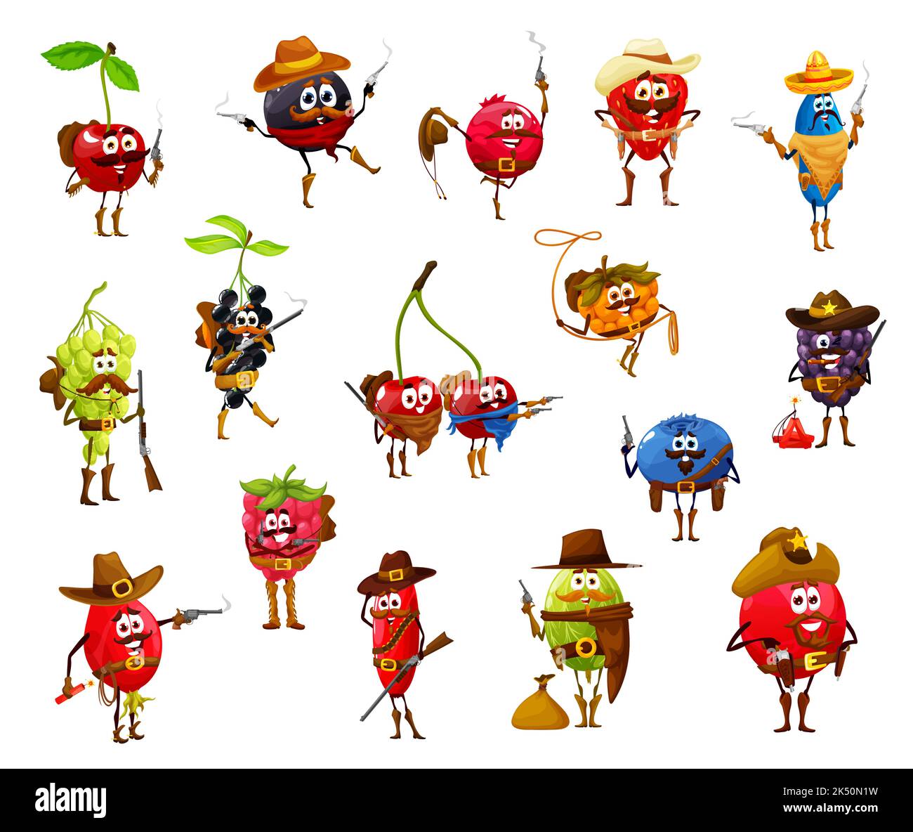 Cartoon berry cowboy, ranger, sheriff, robber and bandit funny ...