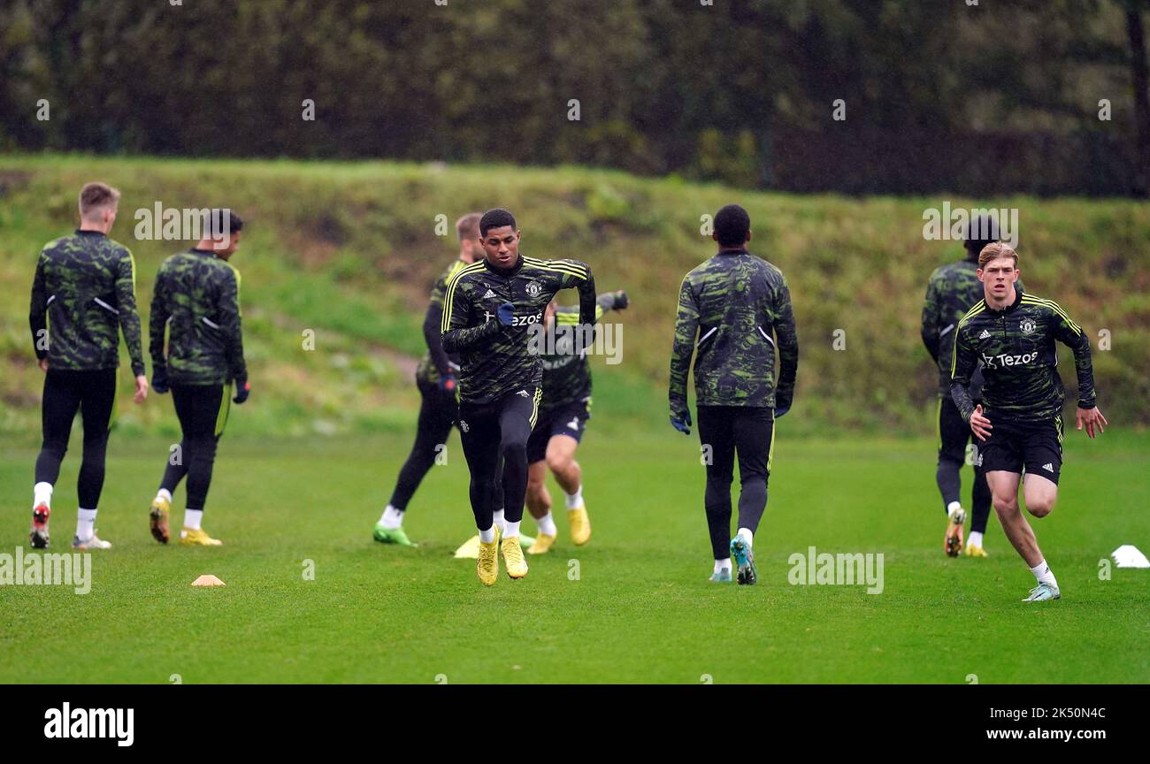 Manchester United's Marcus Rashford and Brandon Williams (right) during ...