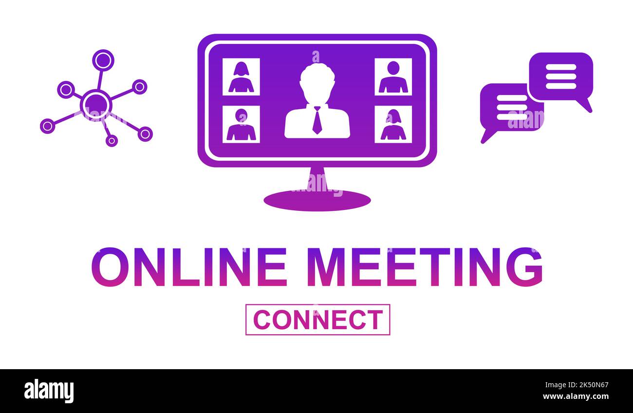Illustration of an online meeting concept Stock Photo - Alamy