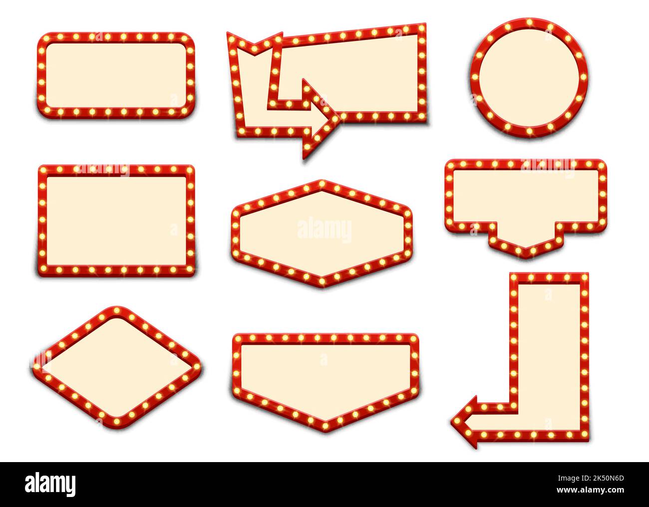 Retro lightboxes, cinema signs or billboard signage. Vector movie ...