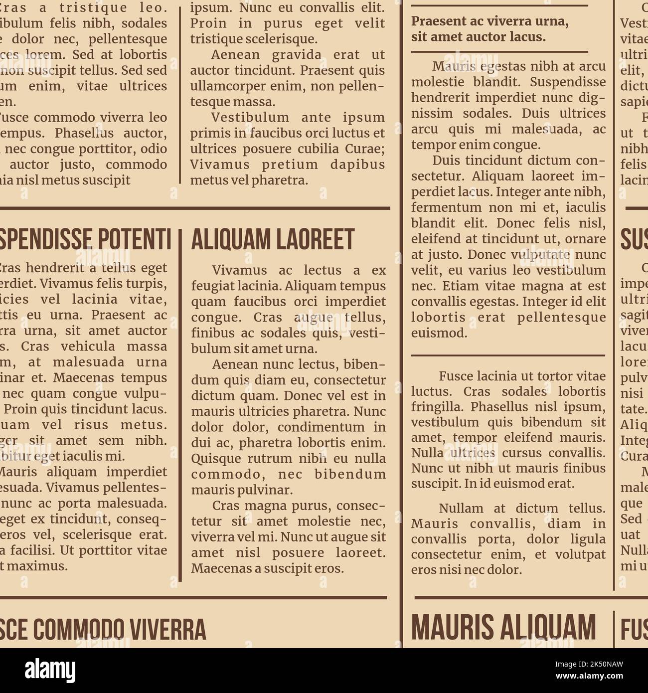 Old newspaper seamless pattern background of text print paper, vector ...