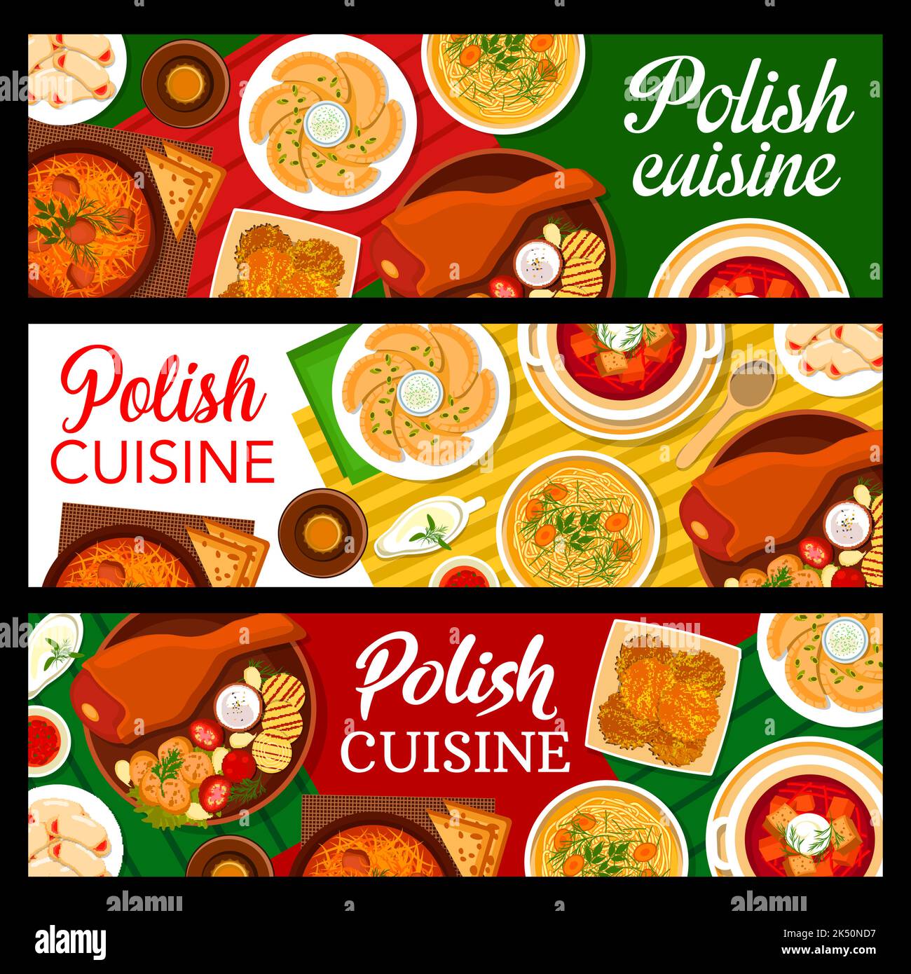 Polish cuisine vector banners with dishes of traditional food ...