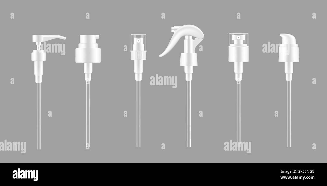 Pump droppers, spray bottle caps and cosmetic container or dispenser ...