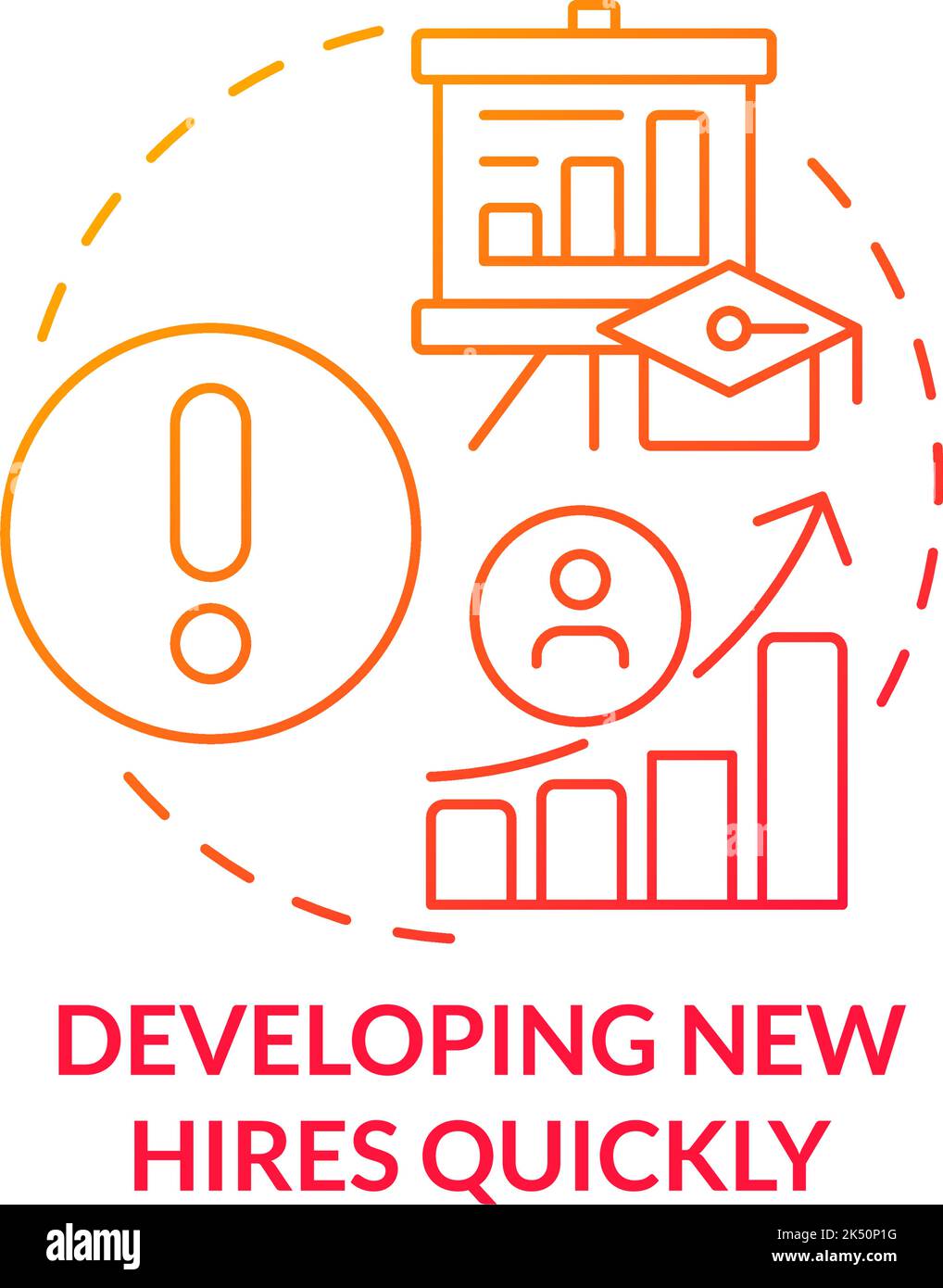 Developing new hires quickly red gradient concept icon Stock Vector ...