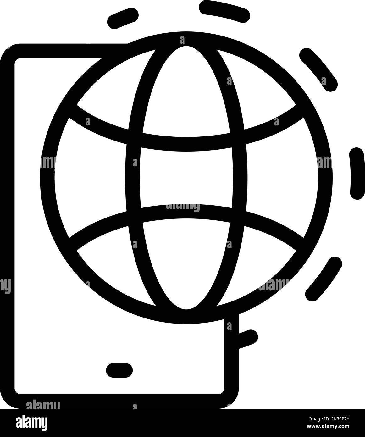 Smartphone globe integrity icon outline vector. Core mission. Vision ...