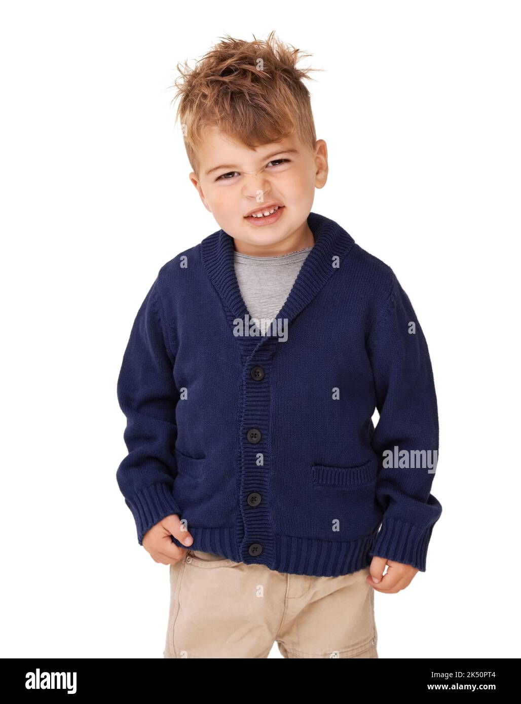 Scruffy cuteness. A cute little boy posing on a white background Stock ...