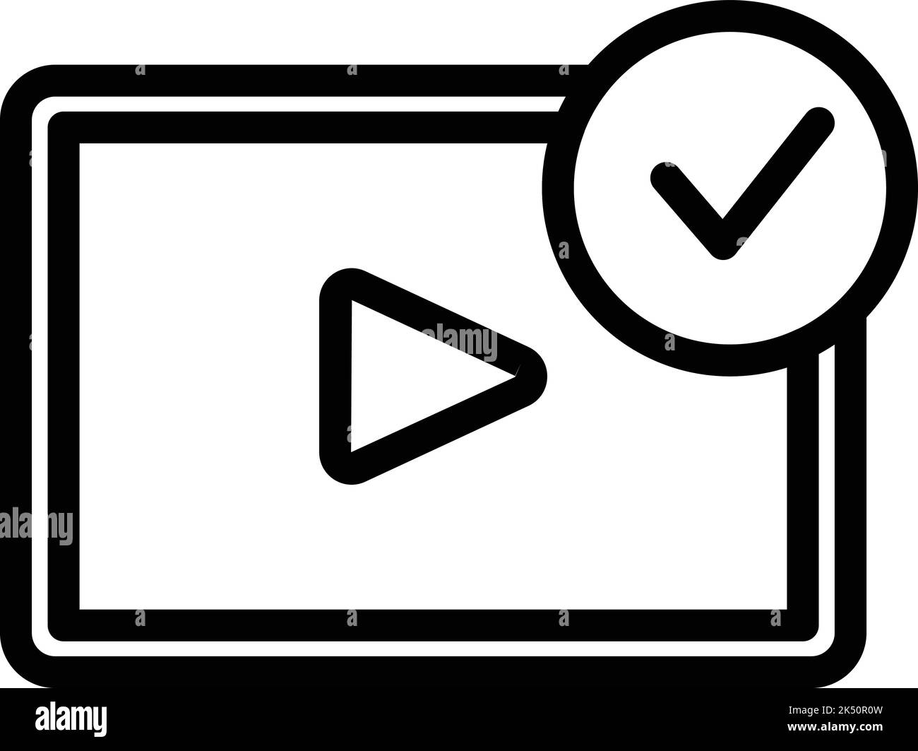 Approved video play icon outline vector. Phone app. Smart click Stock ...