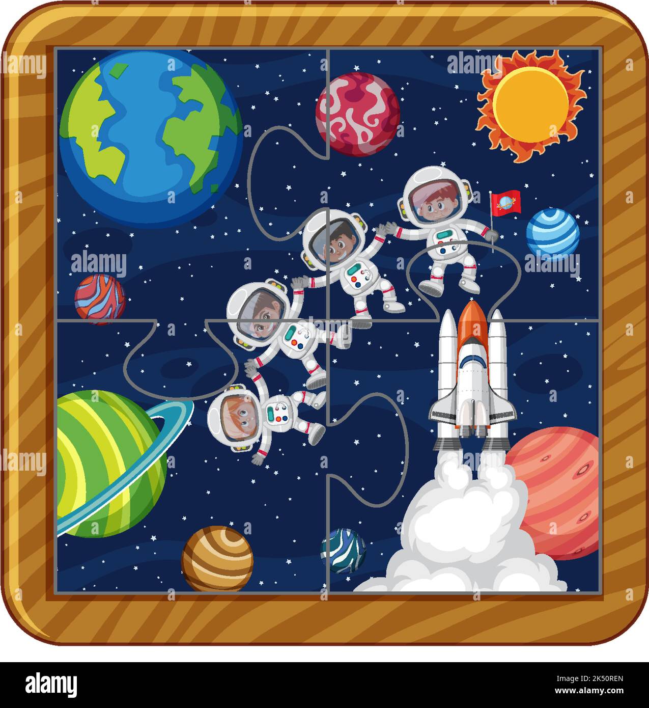Astronaut in space photo puzzle game template illustration Stock Vector ...
