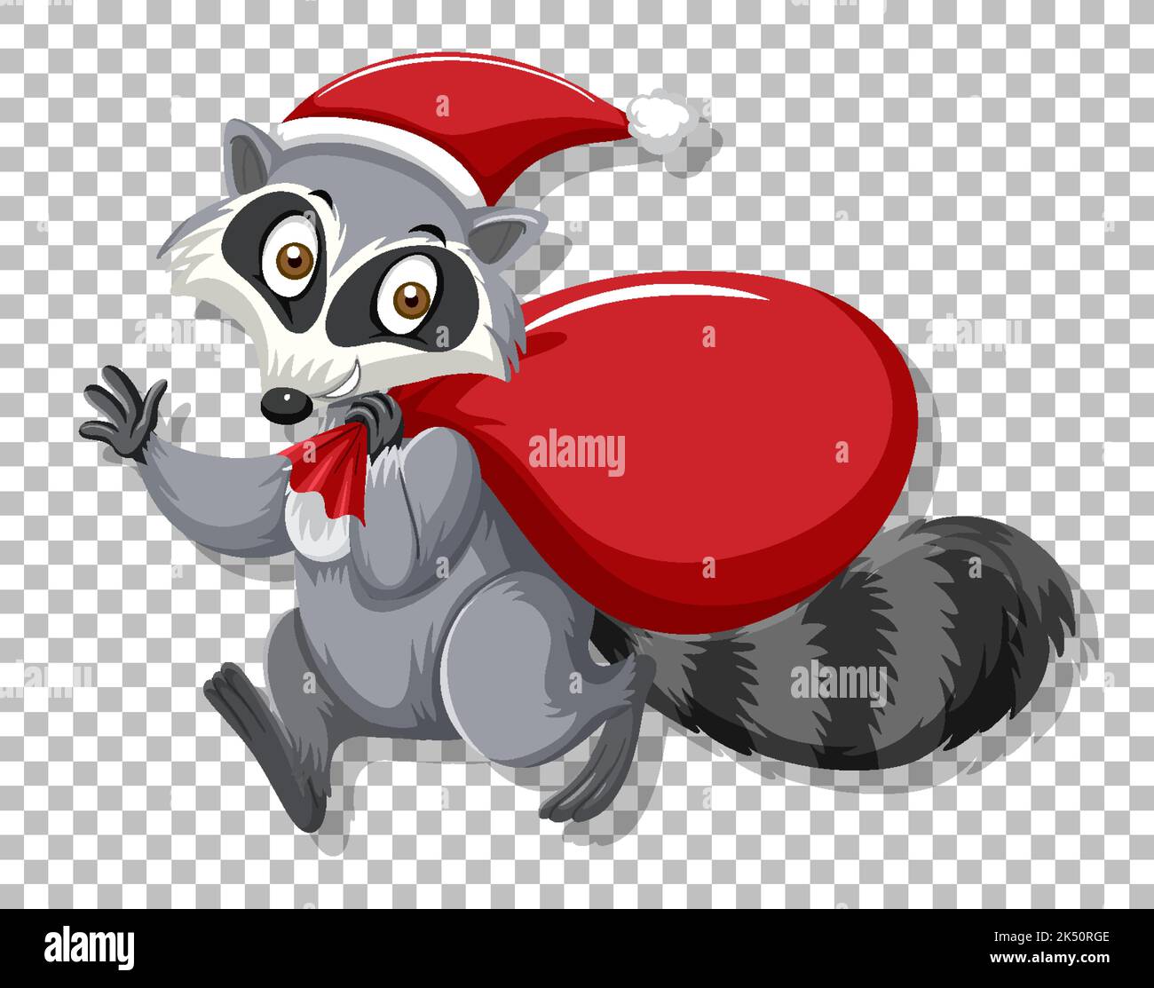 Christmas raccoon on grid background illustration Stock Vector Image ...