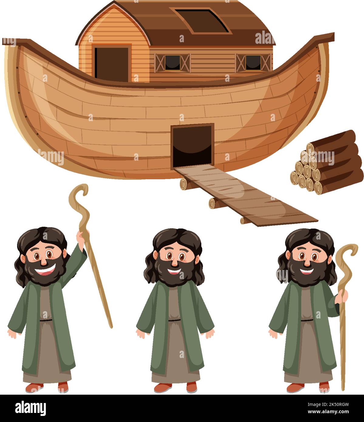Noahs Ark and cartoon character set illustration Stock Vector Image & Art - Alamy