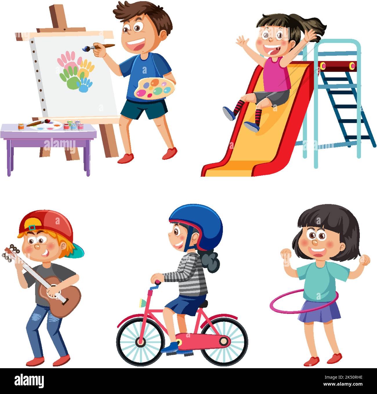 Children doing different activities set illustration Stock Vector Image ...