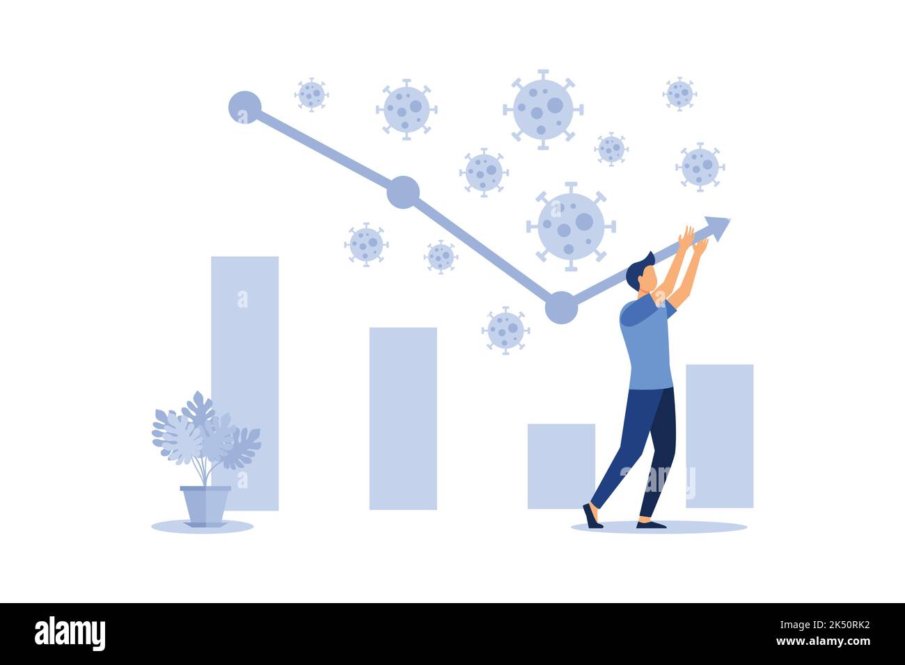 Man hold chart for growing up metaphor economic recovery. flat modern ...