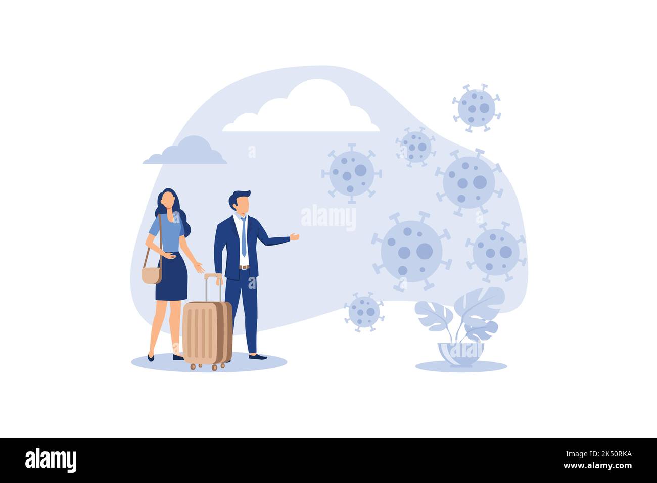 Avoid travel to stop global corona virus pandemic, vector flat ...