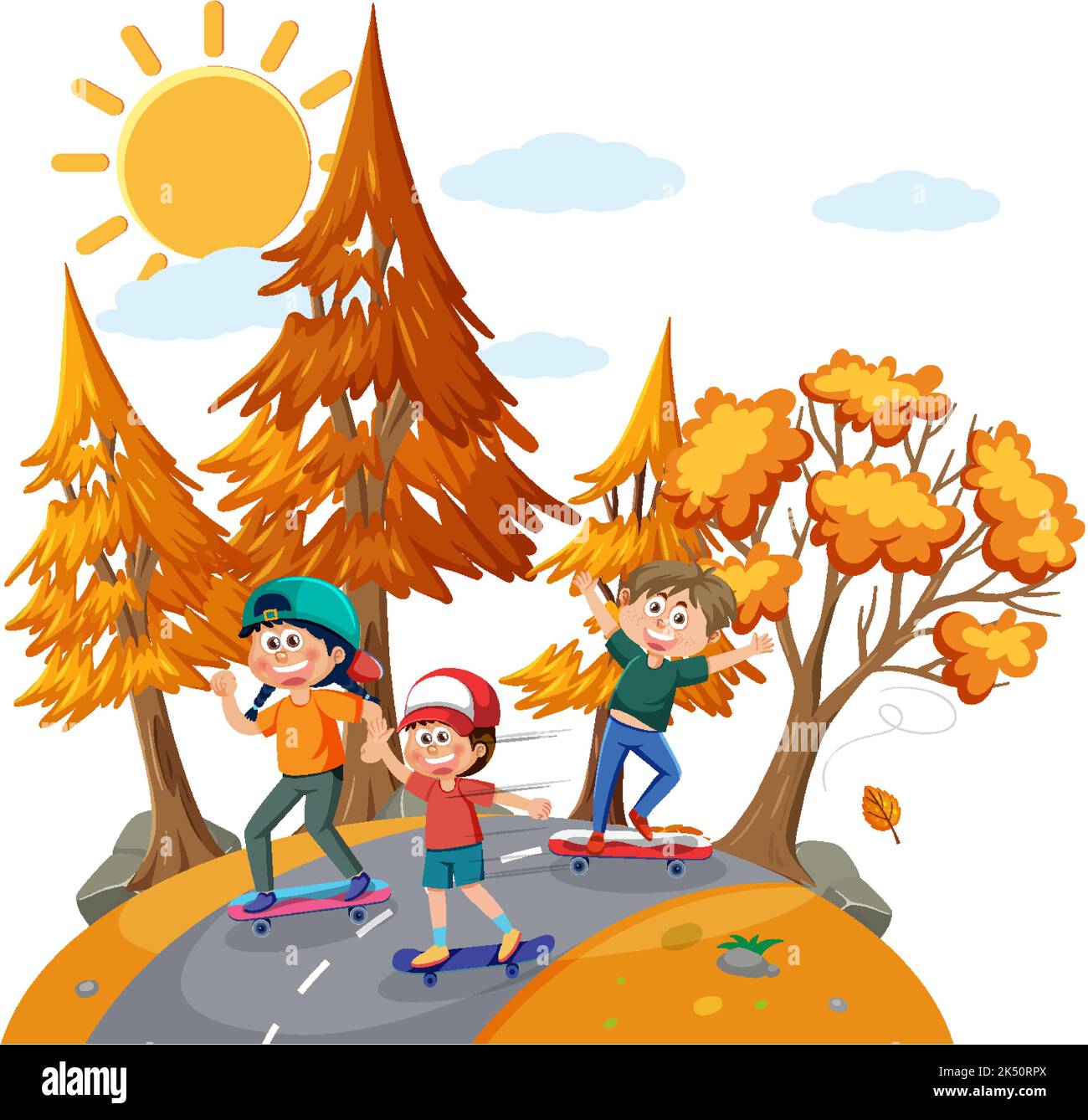Childre on the street scene illustration Stock Vector Image & Art - Alamy