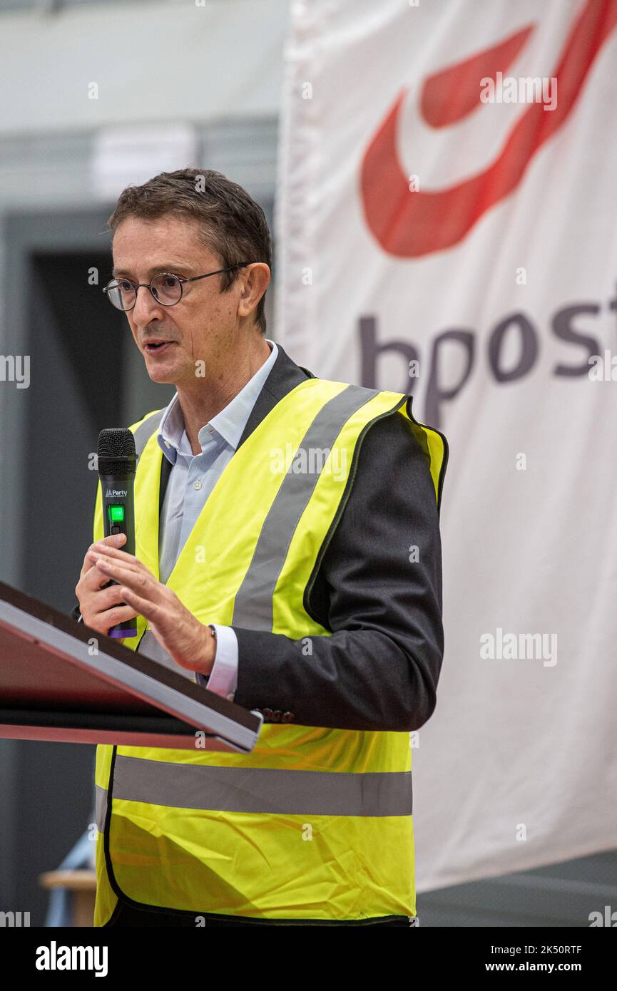 Bpost CEO Dirk Tirez is seen at the distribution center of Belgian ...