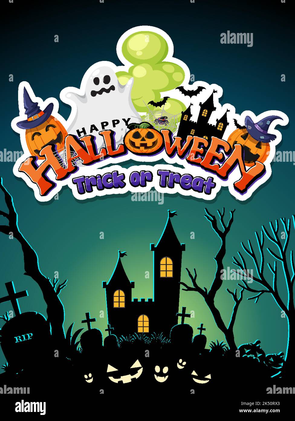Happy Halloween Poster Template illustration Stock Vector Image & Art ...
