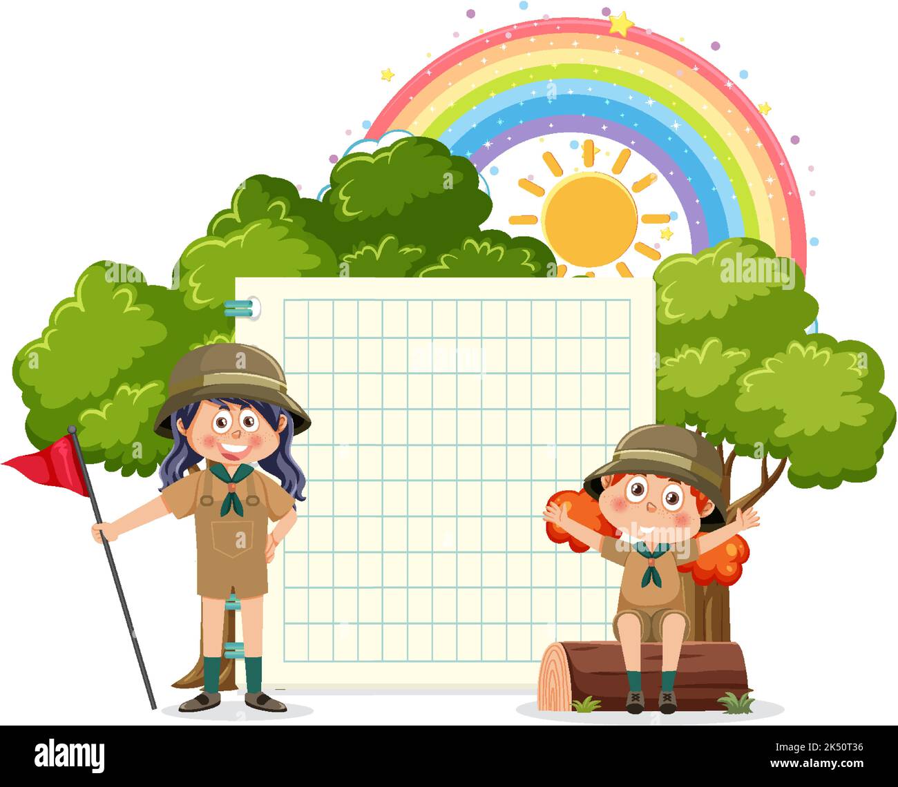 Empty board template with kids illustration Stock Vector Image & Art ...