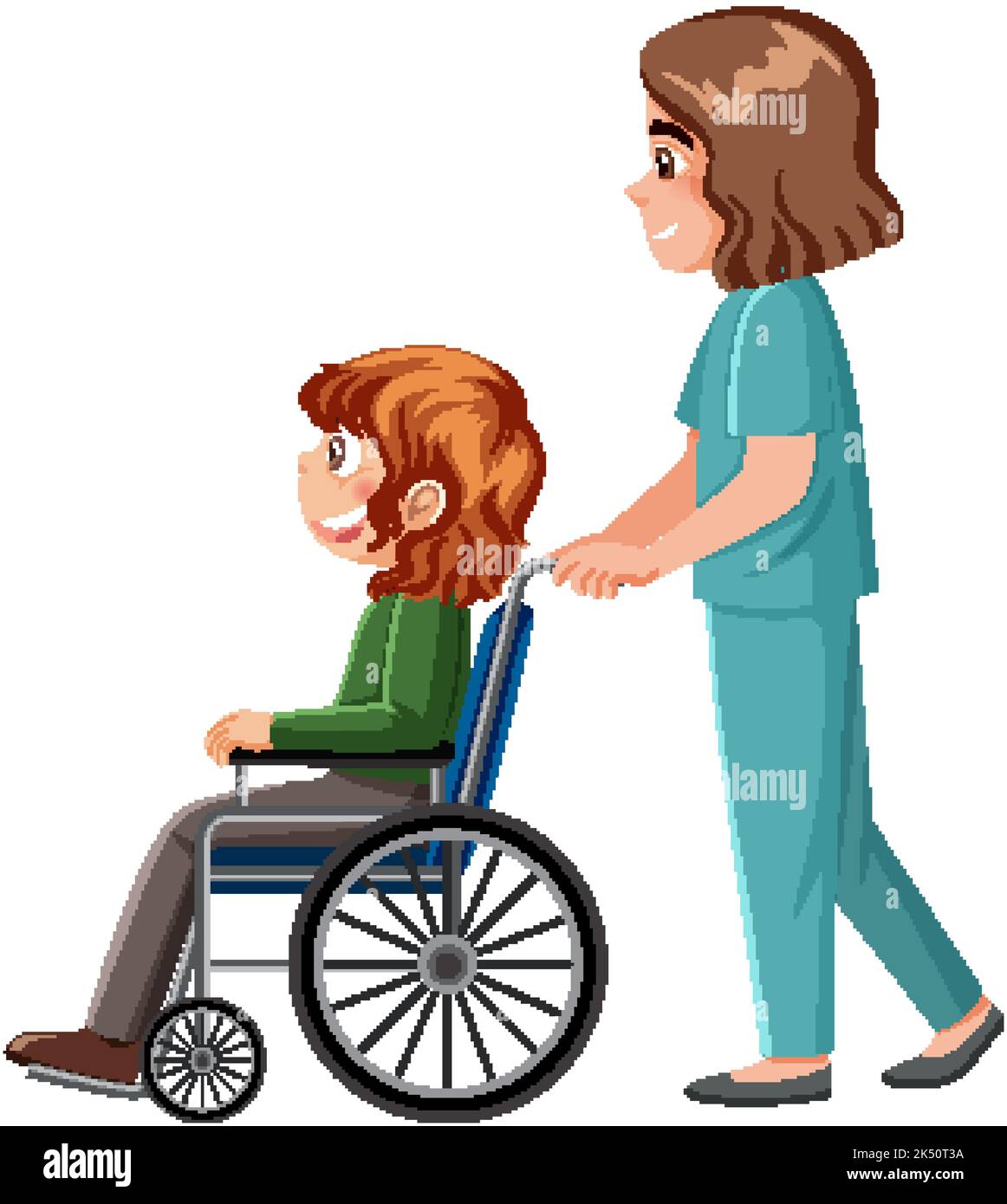 Nurse with patient cartoon character illustration Stock Vector Image ...
