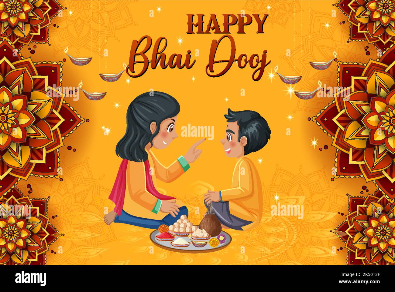 Happy Bhai Dooj Poster Design illustration Stock Vector Image & Art - Alamy
