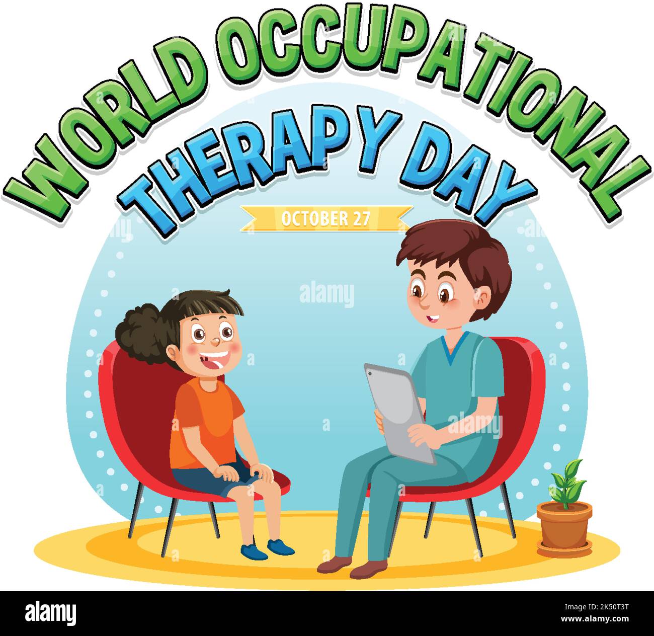 World occupational therapy day text banner design illustration Stock ...