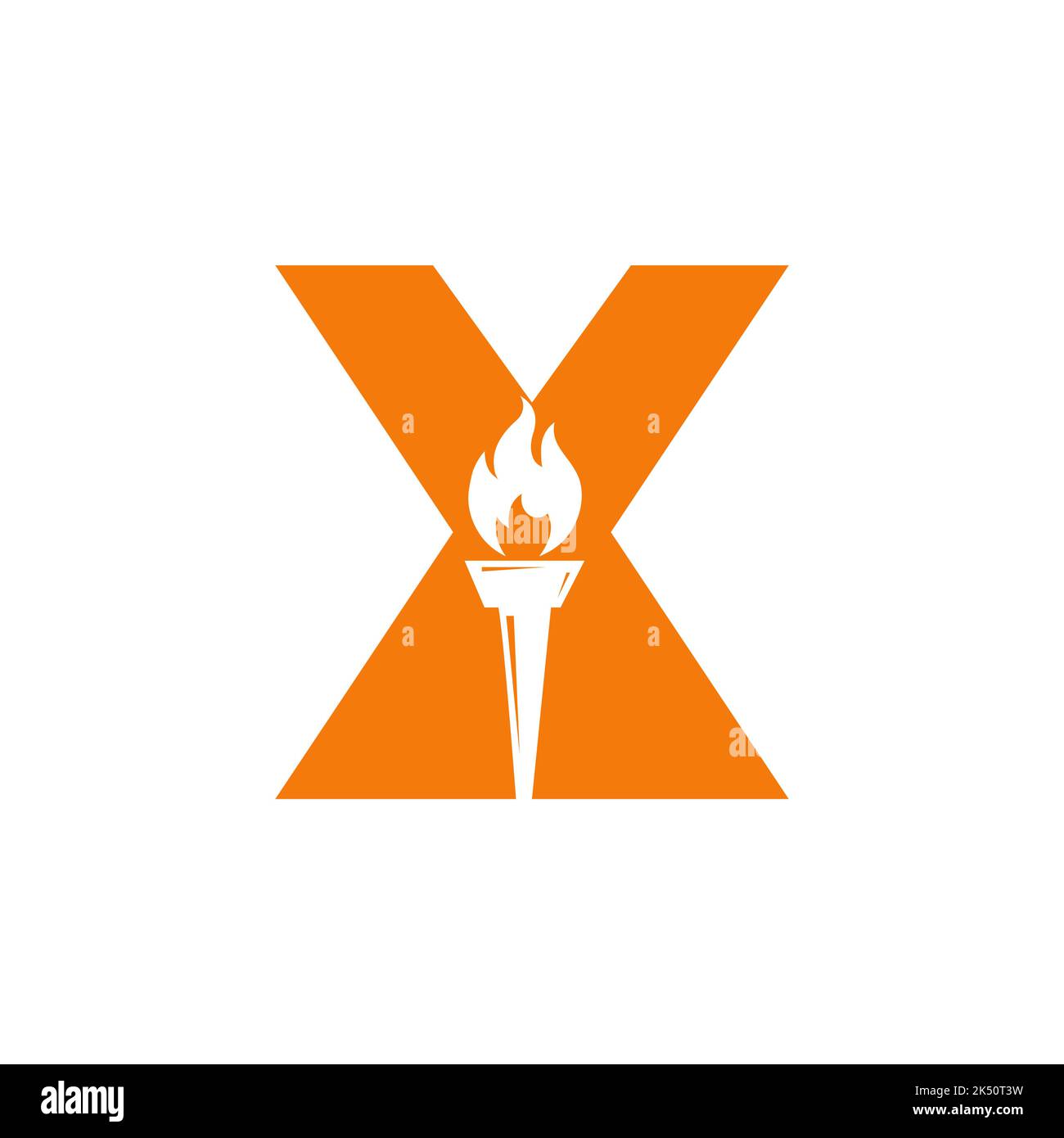 Initial Letter X Fire Torch Concept With Fire and Torch Icon Vector ...